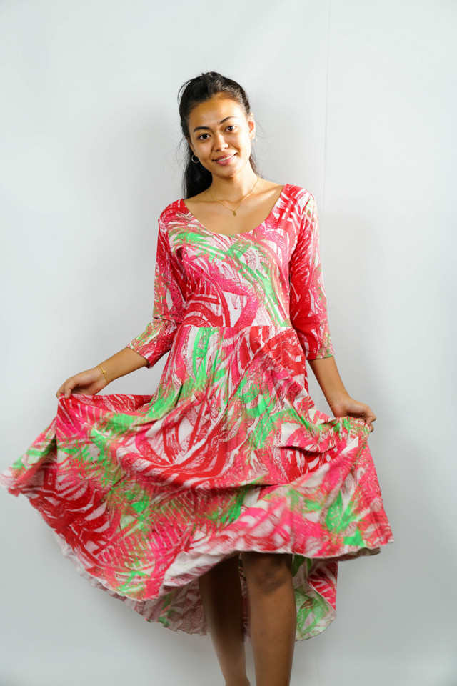 Samoan Dress KALOLO MU'U PINK - SZ 16 - Janet's
