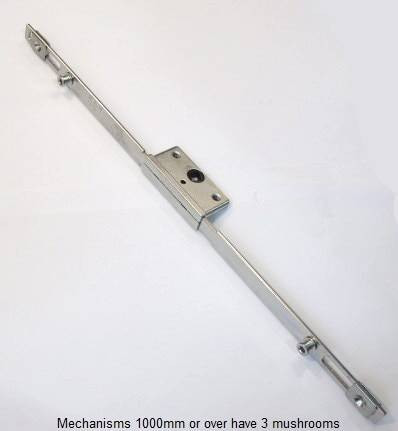 Offset window locking espag mechanism for uPVC double glazing windows