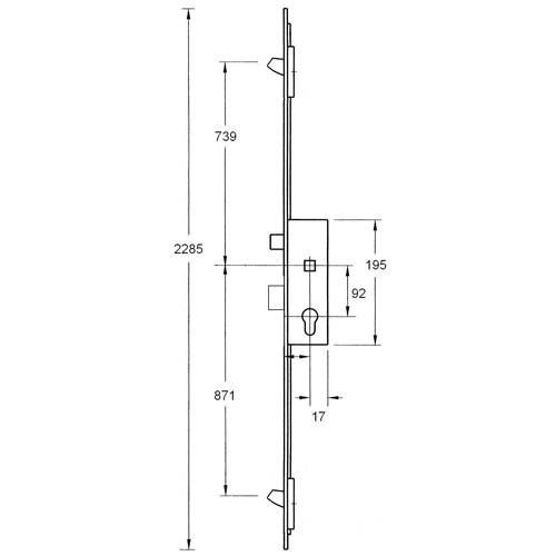 GU Multipoint OLD style, 2 Small Hooks (tongues), Lift Lever (L/L ...