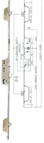 GU Europa 92mm, 3 deadbolt door locking mechanism