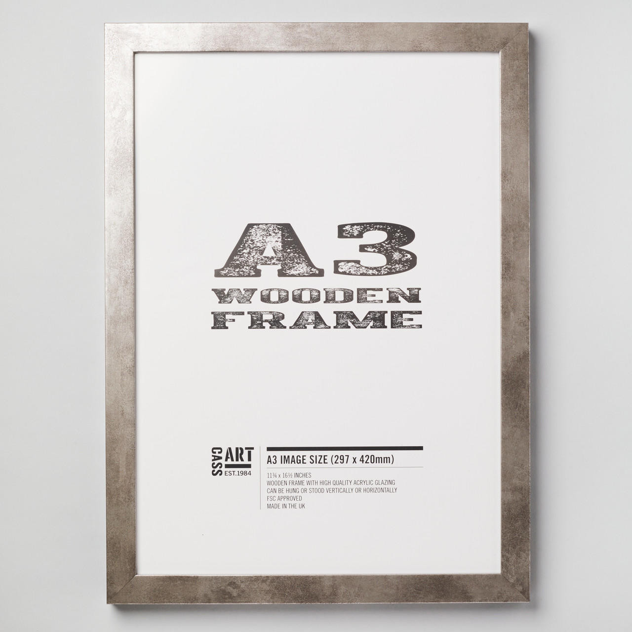 Cass Art 225 Frame A3 Silver with Acrylic Front | Cass Art