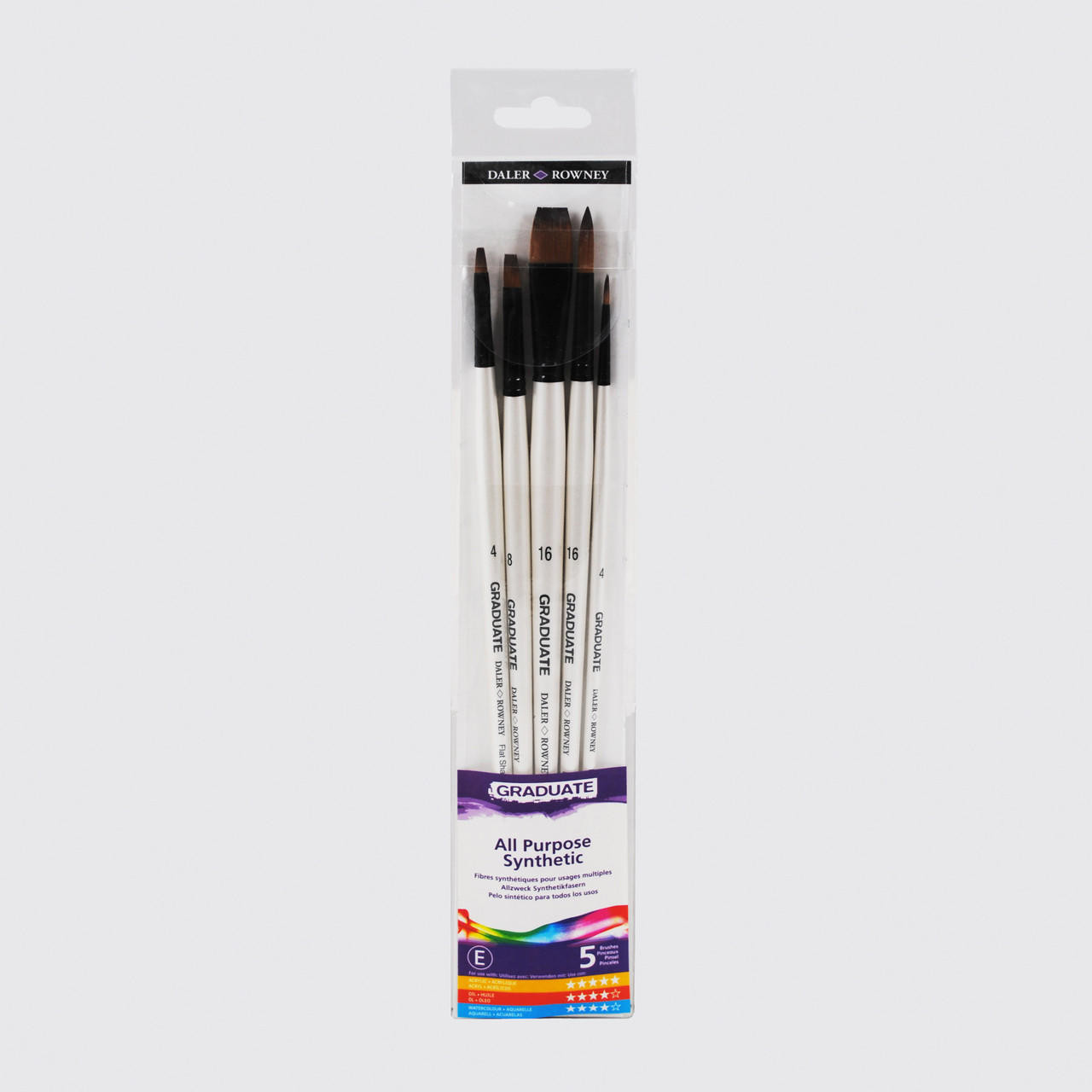 Daler Rowney Graduate Brush Synthetic Long Handle Set of 5 | Cass Art
