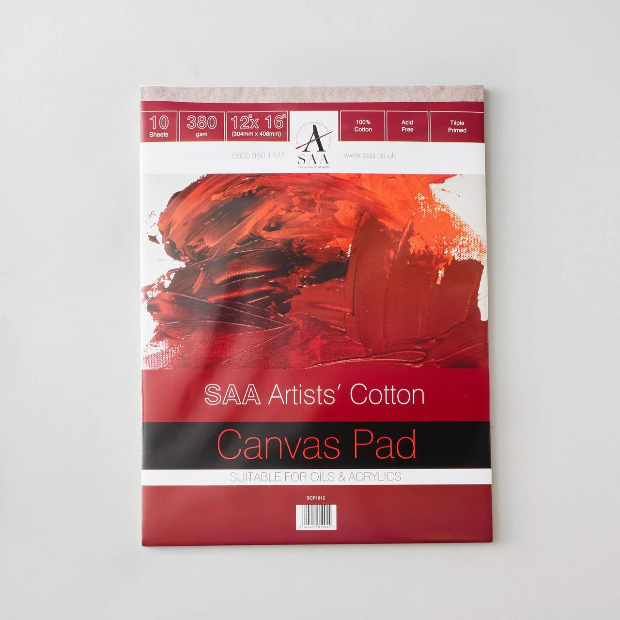 SAA Artists' 100% Cotton Triple Primed Canvas Pad 10 Sheets 380gsm ...