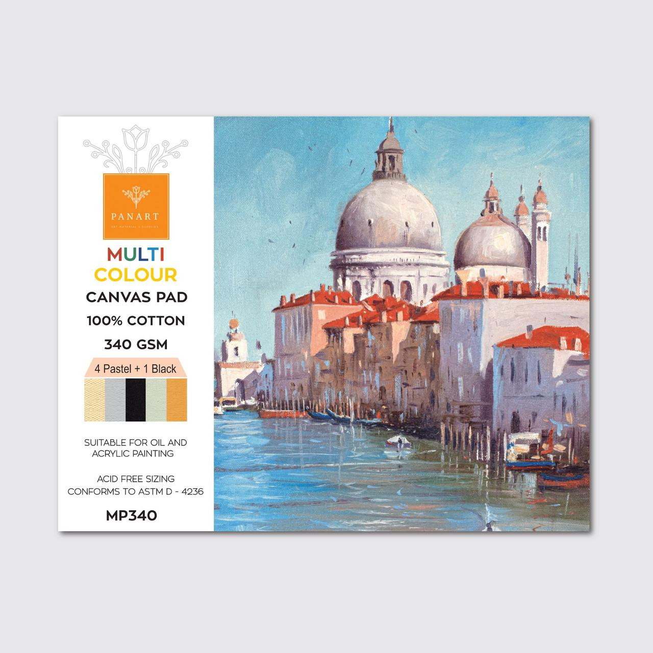 PanArt Canvas Pad Cotton 340gsm 10 x 8 Inches Assorted Colours | Cass Art