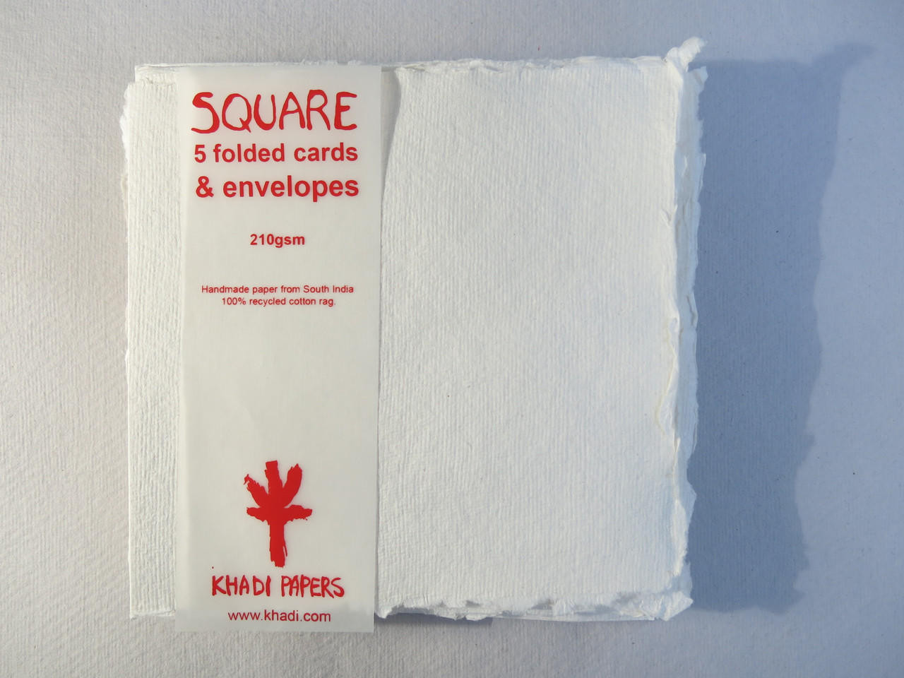 Khadi Square Folded Card & Envelope 210gsm 15 x 15cm | Cass Art