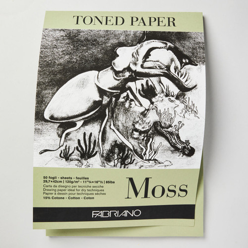 Fabriano Toned Paper Pad 120gsm 50 Sheets A3 Moss Grey | Cass Art