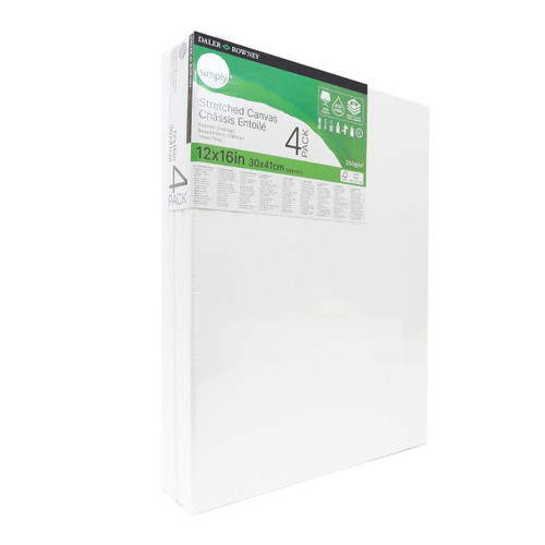 Daler Rowney Simply Canvas 12 x 16 Inches Pack of 4 | Cass Art