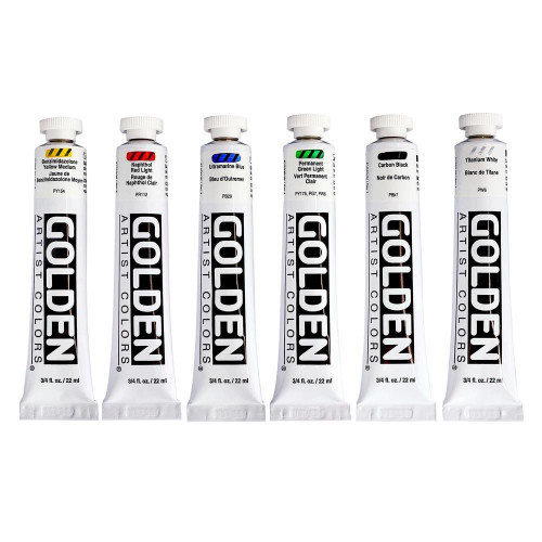Golden Heavy Body Acrylics Intro 22ml Assorted Colours Set of 6 | Cass Art