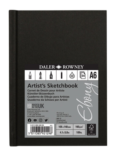 Daler Rowney Ebony Hardback Sketchbook Portrait A6 | Cass Art