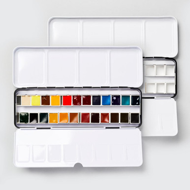 Daniel Smith Hand Poured Watercolour Half Pan Set of 24 With FREE Empty ...