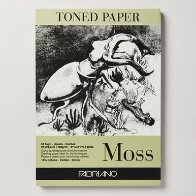 Fabriano Toned Paper Pad 120gsm 50 Sheets A4 Moss Grey | Cass Art