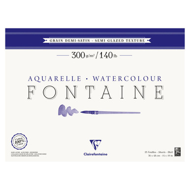 Clairefontaine Watercolour Block 300gsm 25 Sheets Hot Pressed | Cass Art