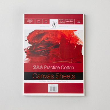 SAA 100% Cotton Triple Primed Practice Canvas Pad 10 Sheets 280gsm 9 x ...