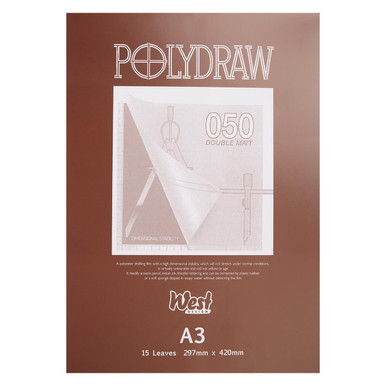 Polydraw Drafting Film Pad 50mic Double Matt 15 Sheets A3 | Cass Art