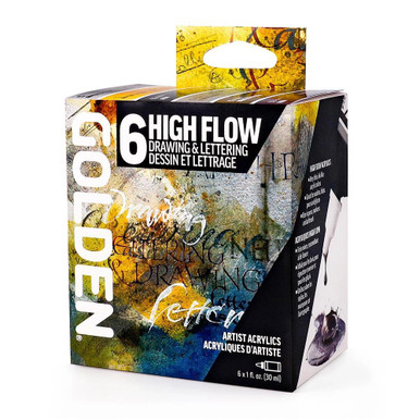 Golden High Flow Acrylic Drawing & Lettering 30ml Set of 6 | Cass Art