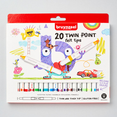 Bruynzeel Felt Tip Twin Point Pens Assorted Colours Set of 20 | Cass Art