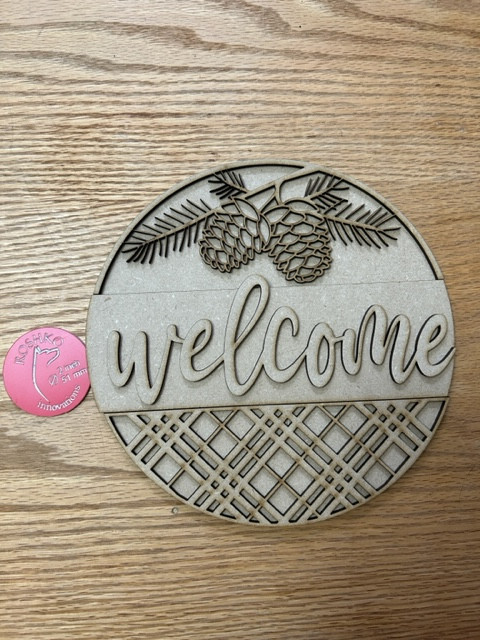 Fall Welcome 8” Round Sign with plate stand - ROSHKO innovations
