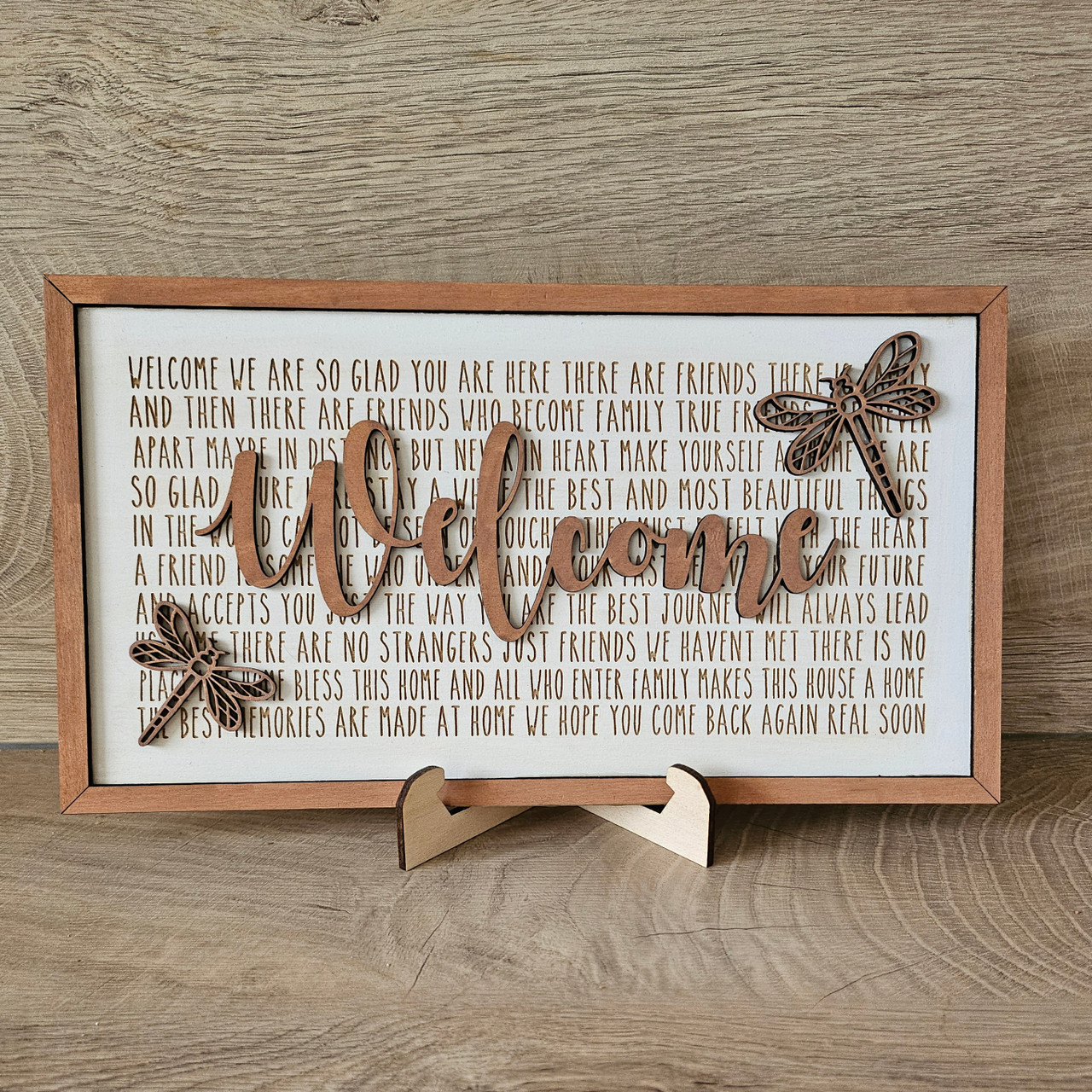Welcome Dragon Fly sign - straight frame - ROSHKO innovations