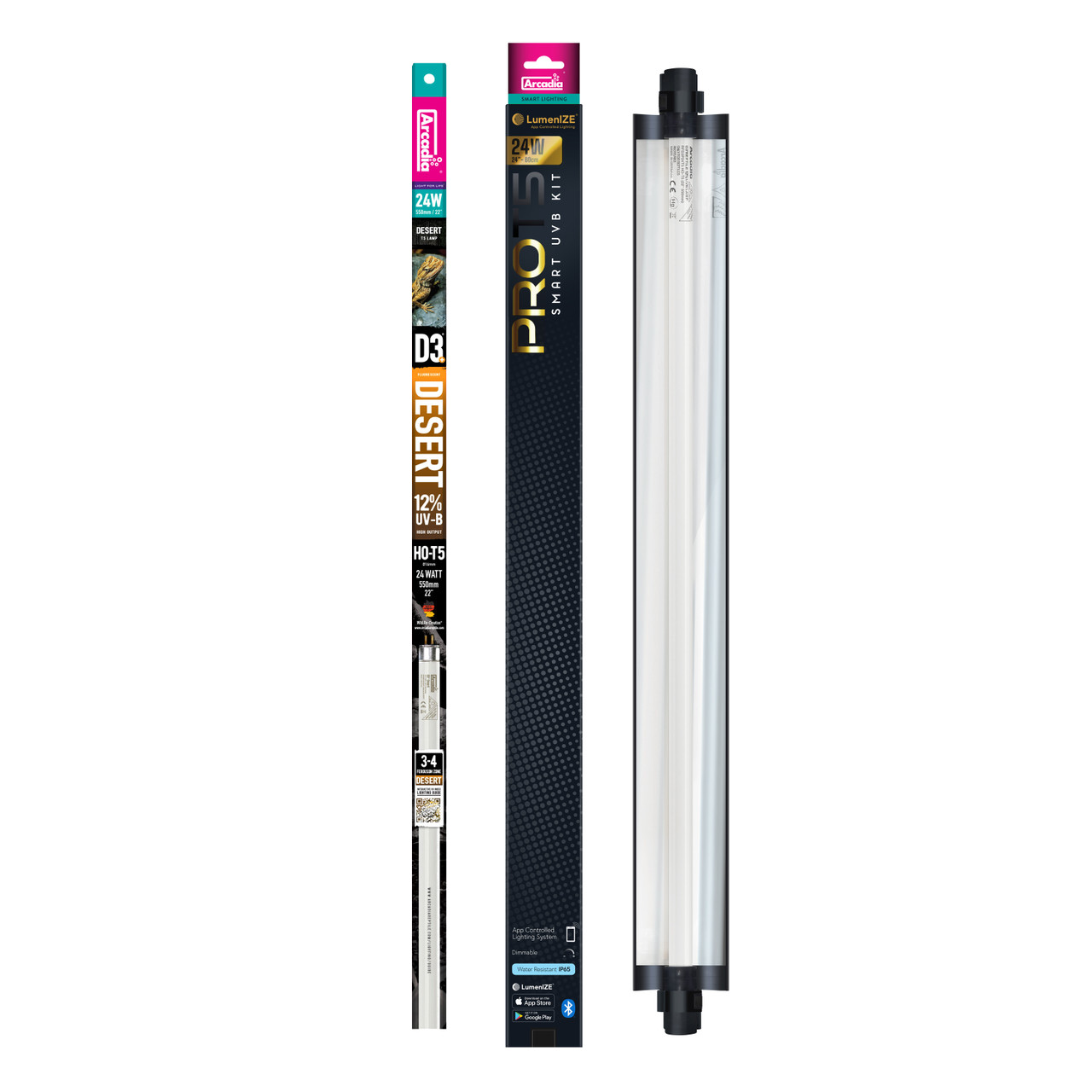 Arcadia LumenIZE Pro T5 UVB Kit, 24" Fixture, 24 Watt, US** - ReptilesRuS