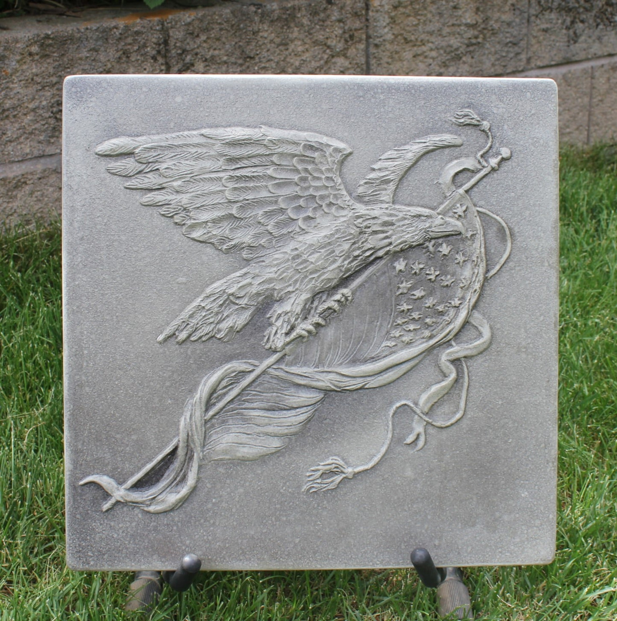 Eagle with Flag Large Stepping Stone | Commemorative & Ornamental Concrete