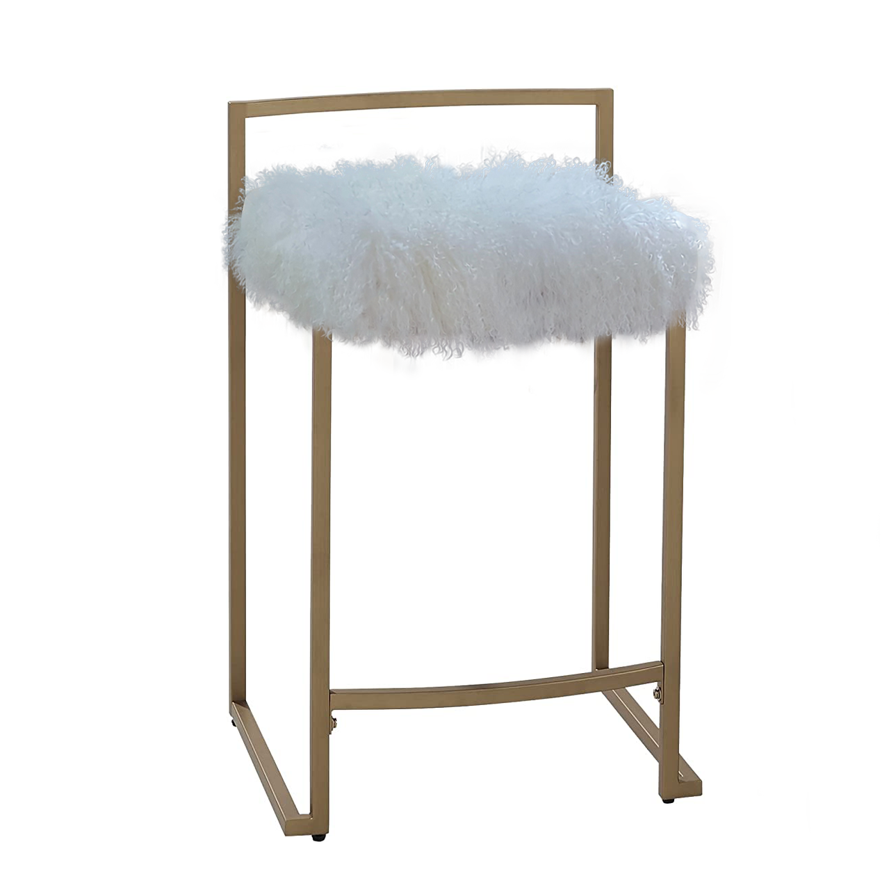 Elegant Modern Tibetan Mongolian Lamb Fur Counter Stool