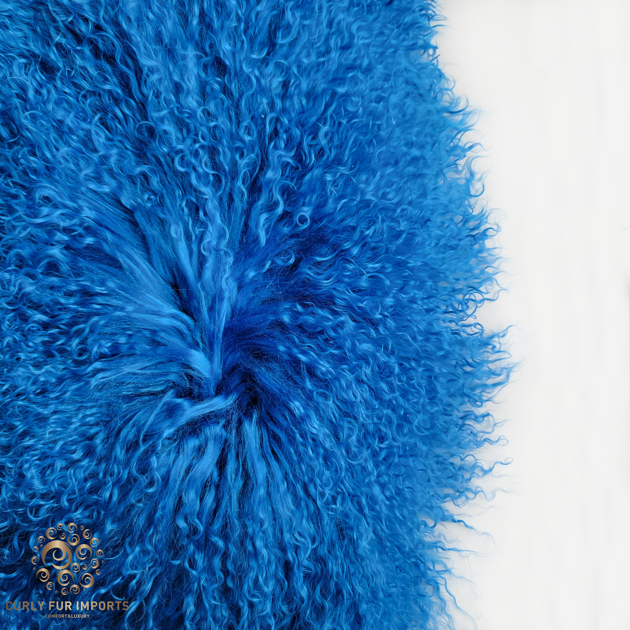 Premium Tibetan Mongolian Lamb Fur Sheepskin Royal Blue