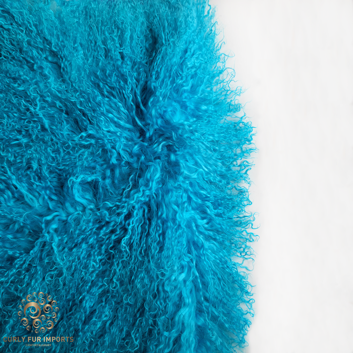 Premium Tibetan Mongolian Lamb Fur Sheepskin Turquoise