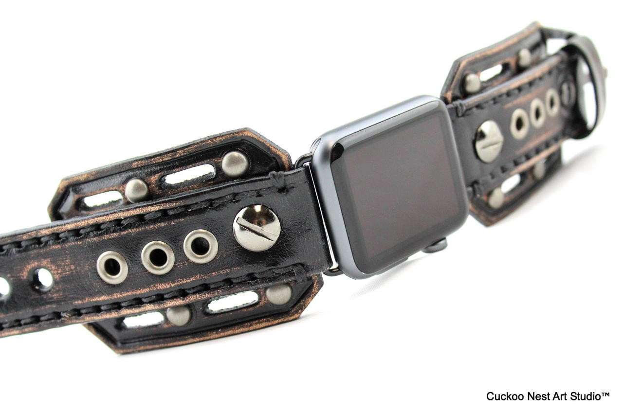 Layered Apple Watch Cuff-Aged Brown