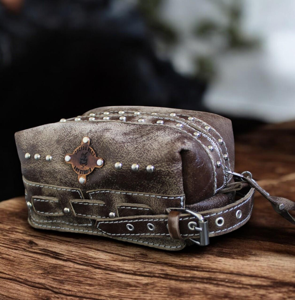 Rugged Maverick Leather Dopp Kit – Durable Full Grain Leather Travel Case