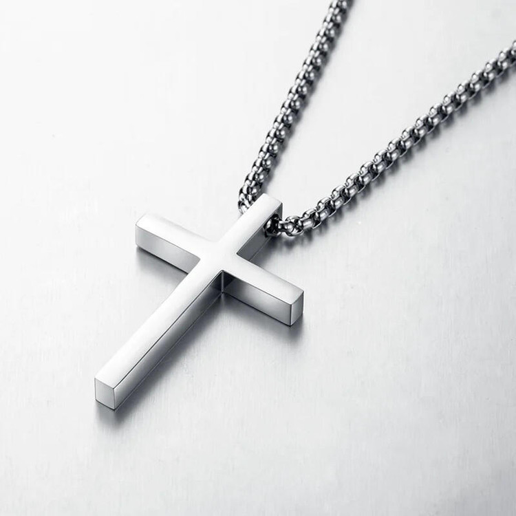 Elegant Small Stainless Steel Christian Cross Necklace on Stainless ...