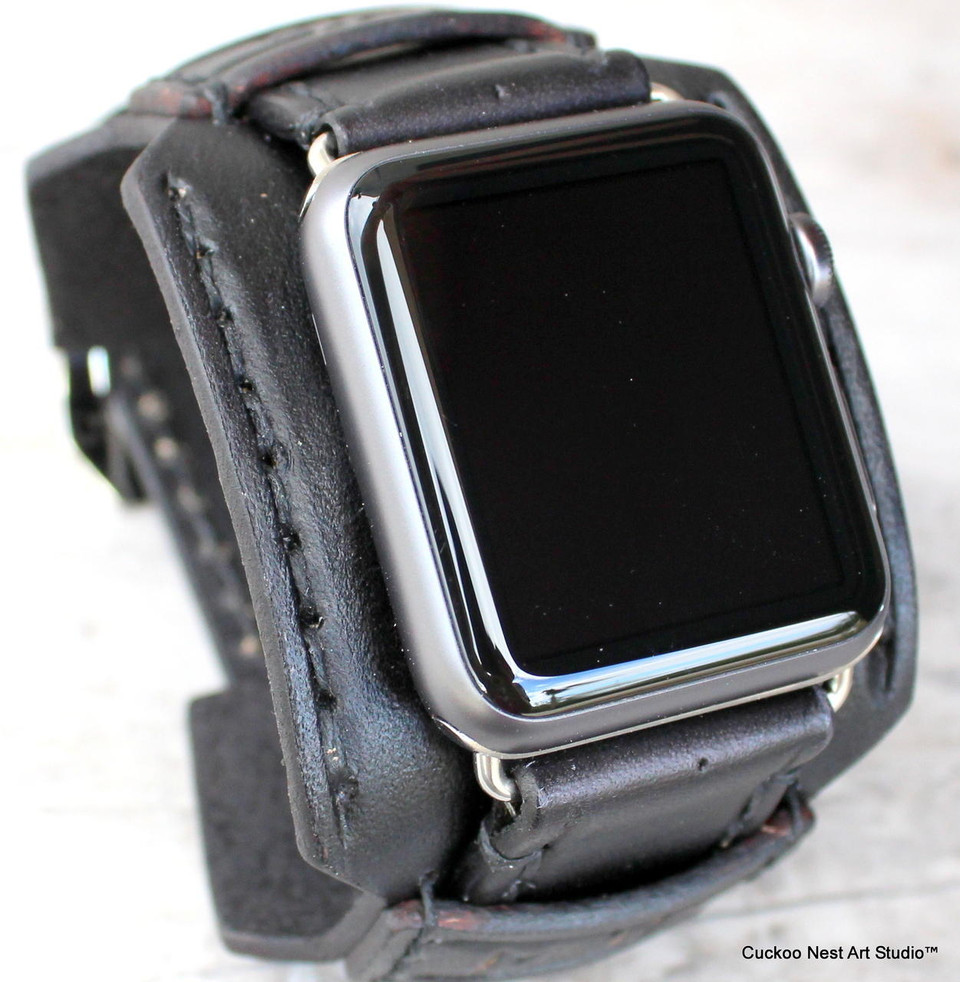 Layered Apple Watch Cuff-Aged Brown