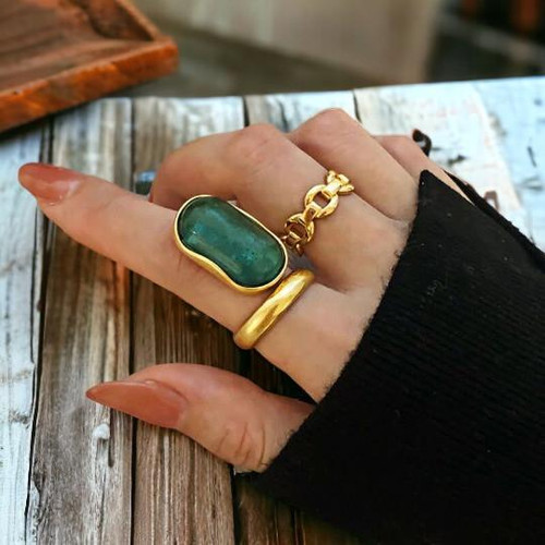 Golden Bloom Ring Duo – Adjustable Gold-Plated Jewelry Set