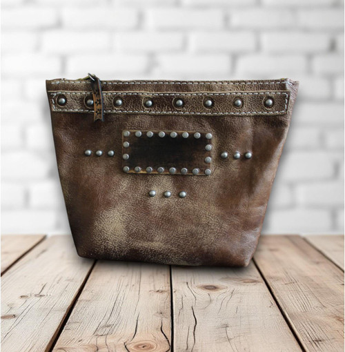 Rustic Luxe Personalized Distressed Full-Grain Leather Pouch ...