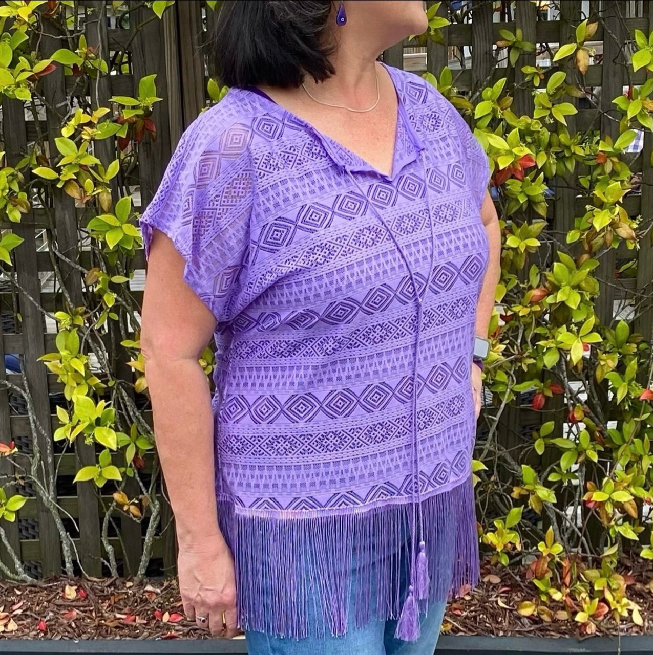 Geometric-laced Poncho - Purpleologist