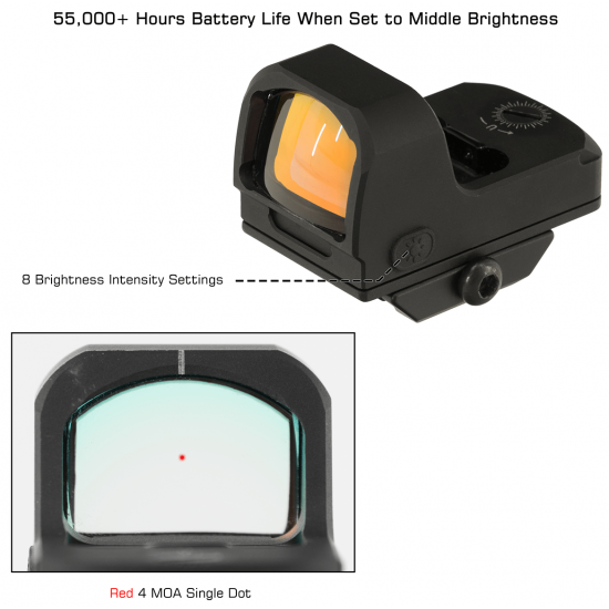 UTG® OP3 MICRO, RED 4 MOA SINGLE DOT, FOR DOCTER®, OP-RDM20R