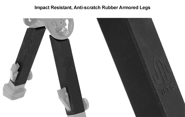 UTG RUBBER ARMORED FULL METAL QD BIPOD, 6.0"- 8.5" CENTER HEIGHT