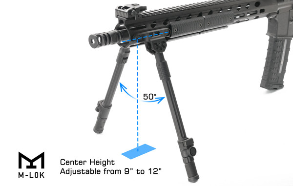 UTG RECON FLEX II BIPOD, 9"-12" CENTER HEIGHT, M-LOK