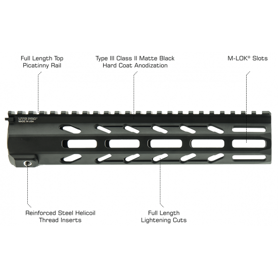 UTG PRO ARWEN 10" M-LOK FREE FLOAT HANDGUARD, BLACK, MTU045SEM