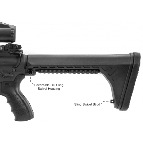 UTG PRO AR15 OPS READY S5 FIXED STOCK, BLACK, RBUS5BMS-A