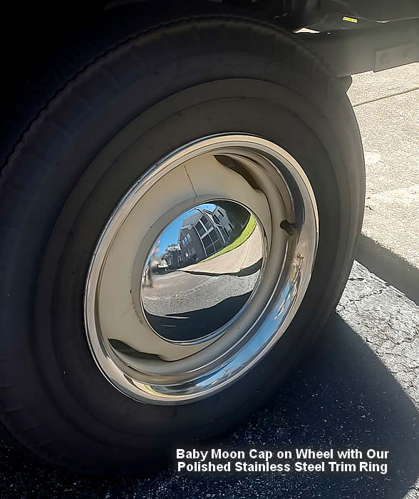 Baby Moon Hubcaps - Solid Steel Chromed Hub Cover 8-23/32 inch