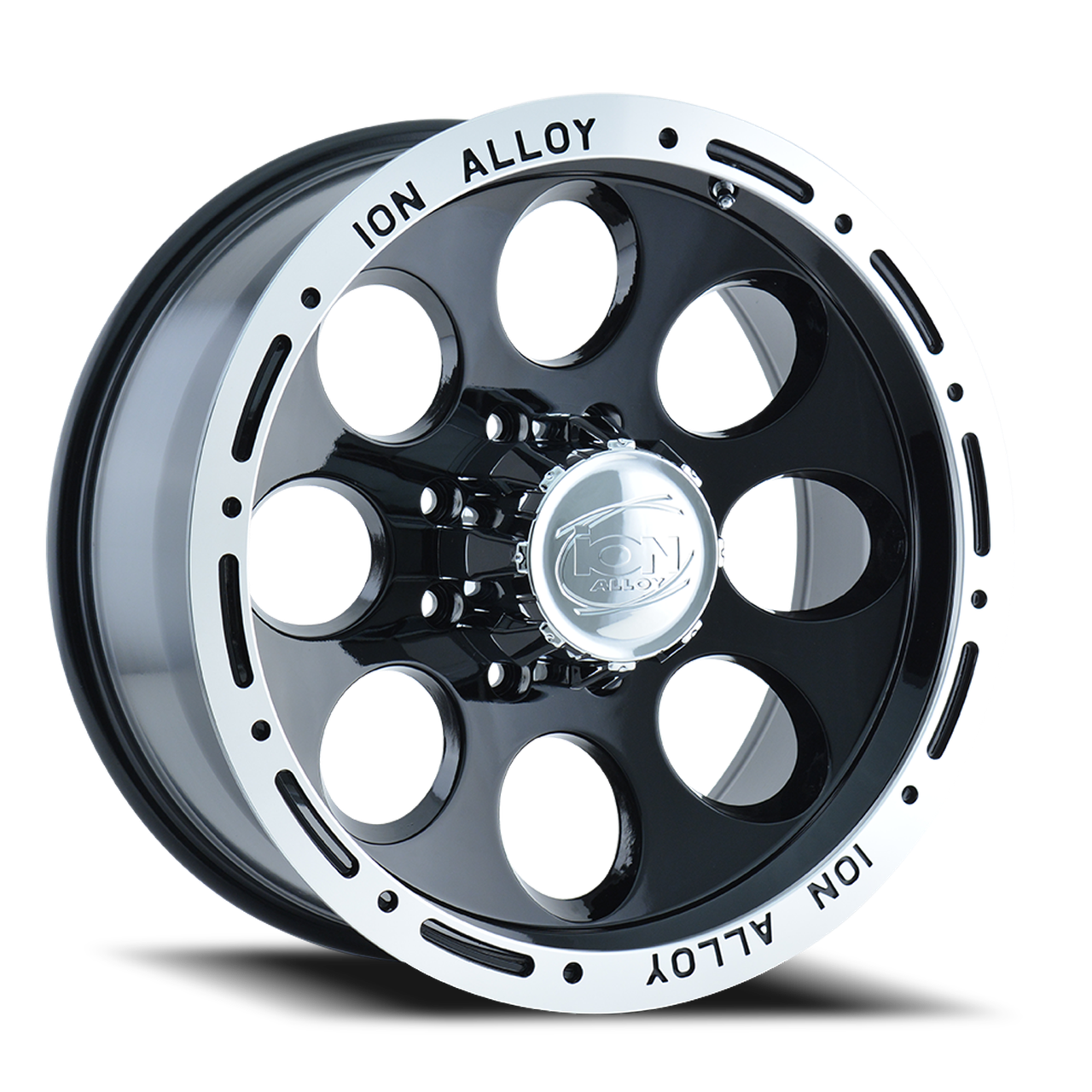 Ion 174 16x8 8x165.1/8x6.5 Gloss Black Machined -5mm Wheels