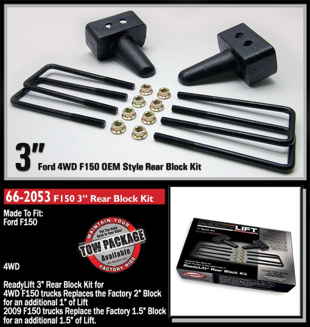ReadyLift 66-2053 Rear Block Kit 3" Ford F-150
