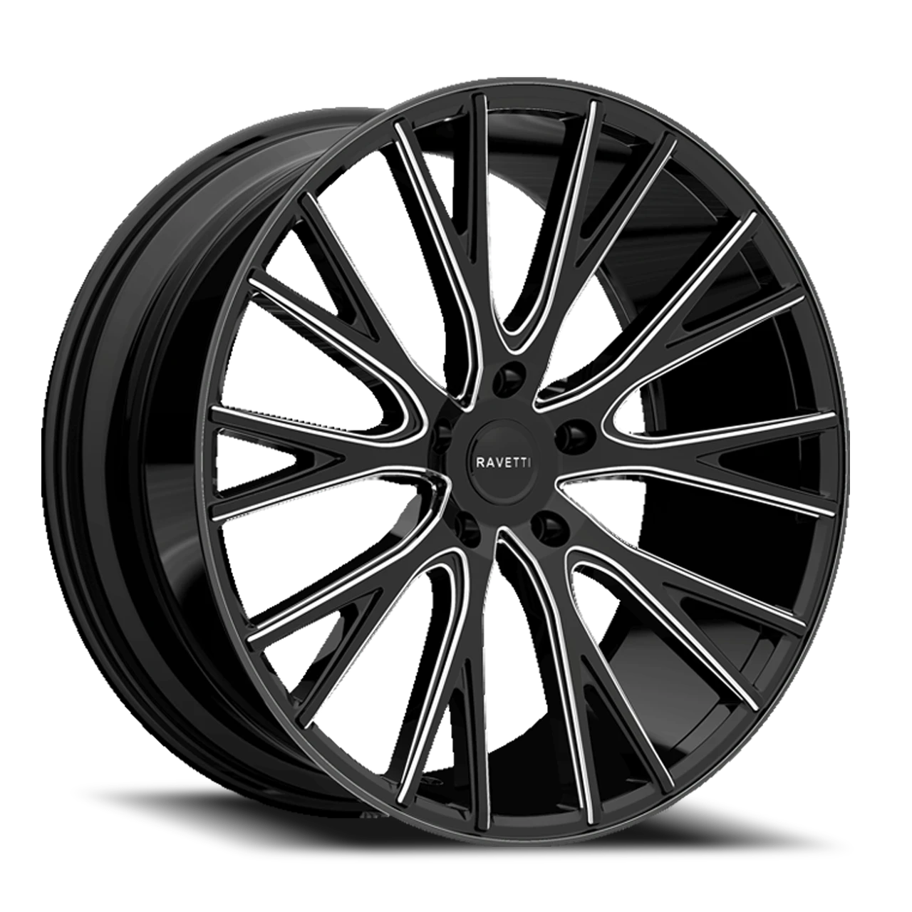 Ravetti M12 22x9 5x120 Black And Milled 40mm Wheels