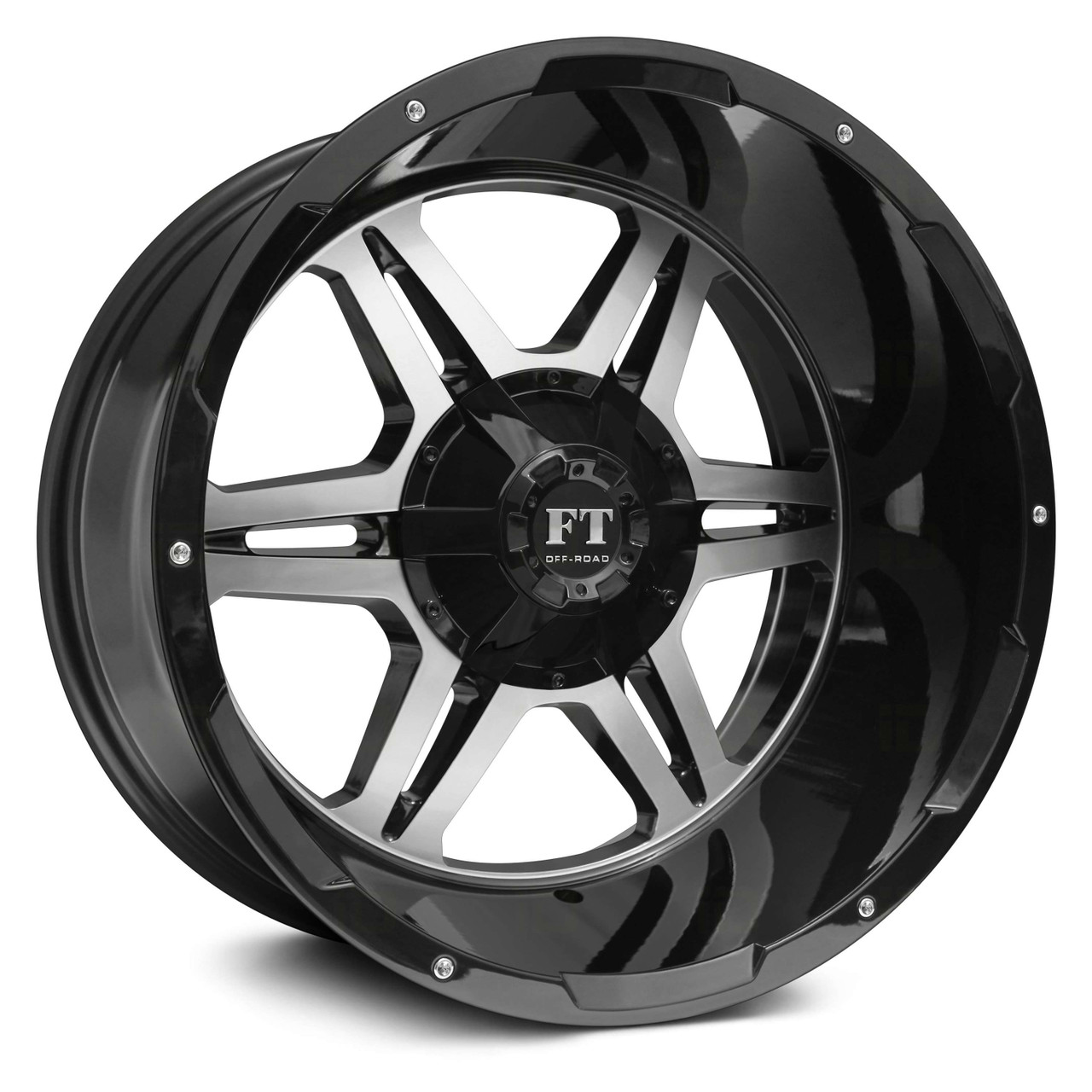 Full Throttle Ft3 Wheels Rims 20x12 5x127 5x139.7 Black Machined -44mm ...