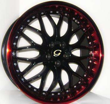 G - Line Alloys G901 Wheels Rims 17x7.5 4x114.3 Black W/ Red Lip 38mm ...