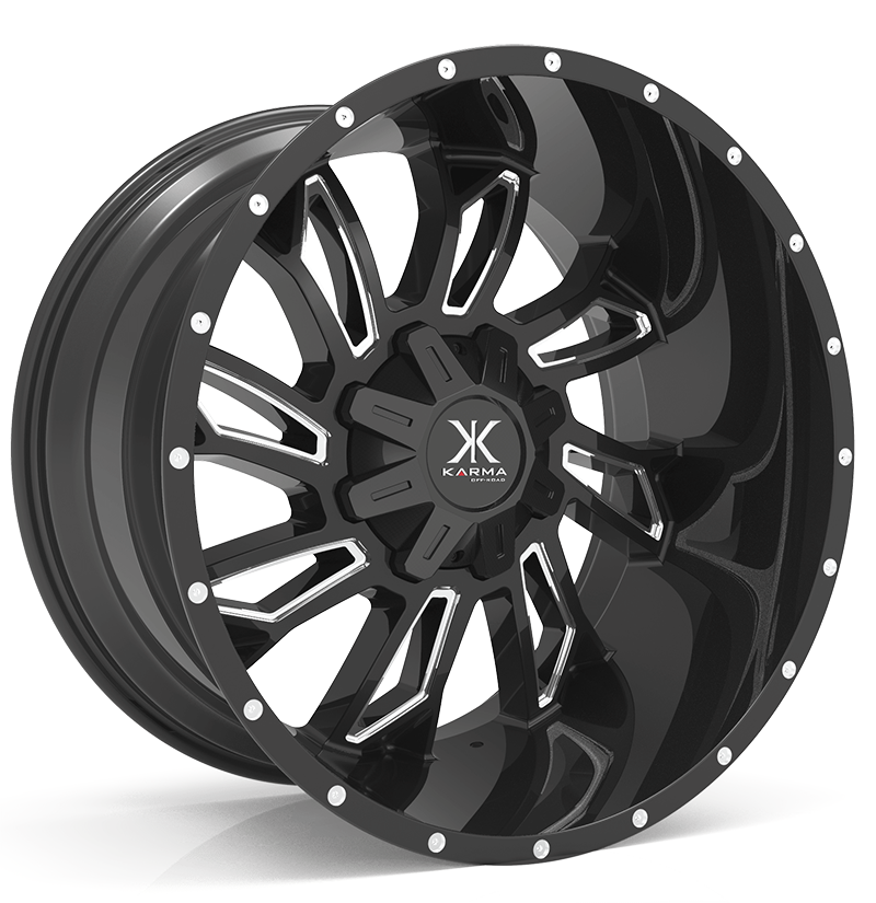 Karma Offroad K25 Wheels Rims 20x10 8x170 Black Milled -24mm | K25 ...