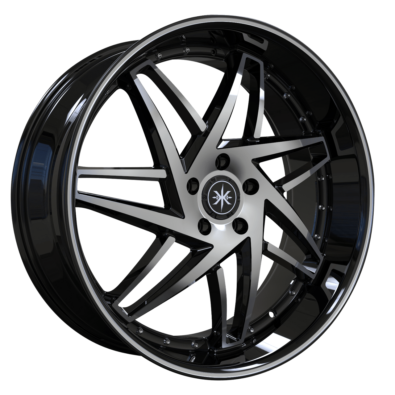 Karma Kustom K14 Wheels Rims 20x8.5 5x114.3 Black Machined 35mm | K14 ...
