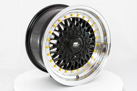 Mst Mt13 Wheels Rims 16x8 4x100 4x114.3 Black W/ Machined Lip & Gold ...