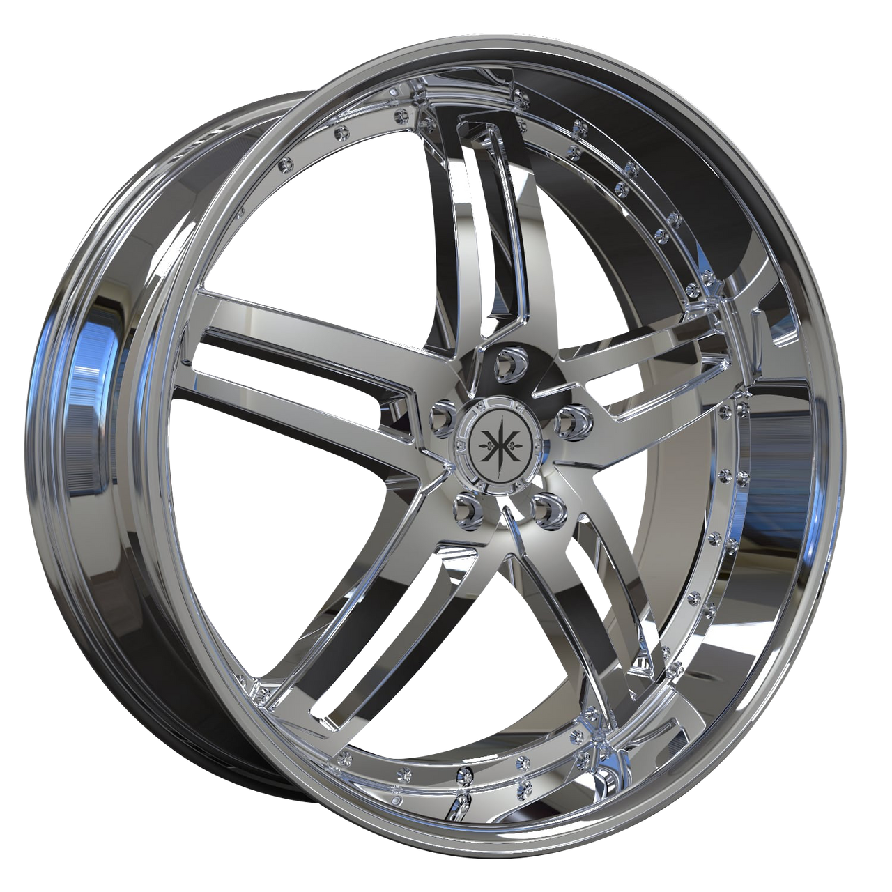 Karma Kustom K16 Wheels Rims 20x8.5 5x112 Chrome 35mm | K16-208512+35CH