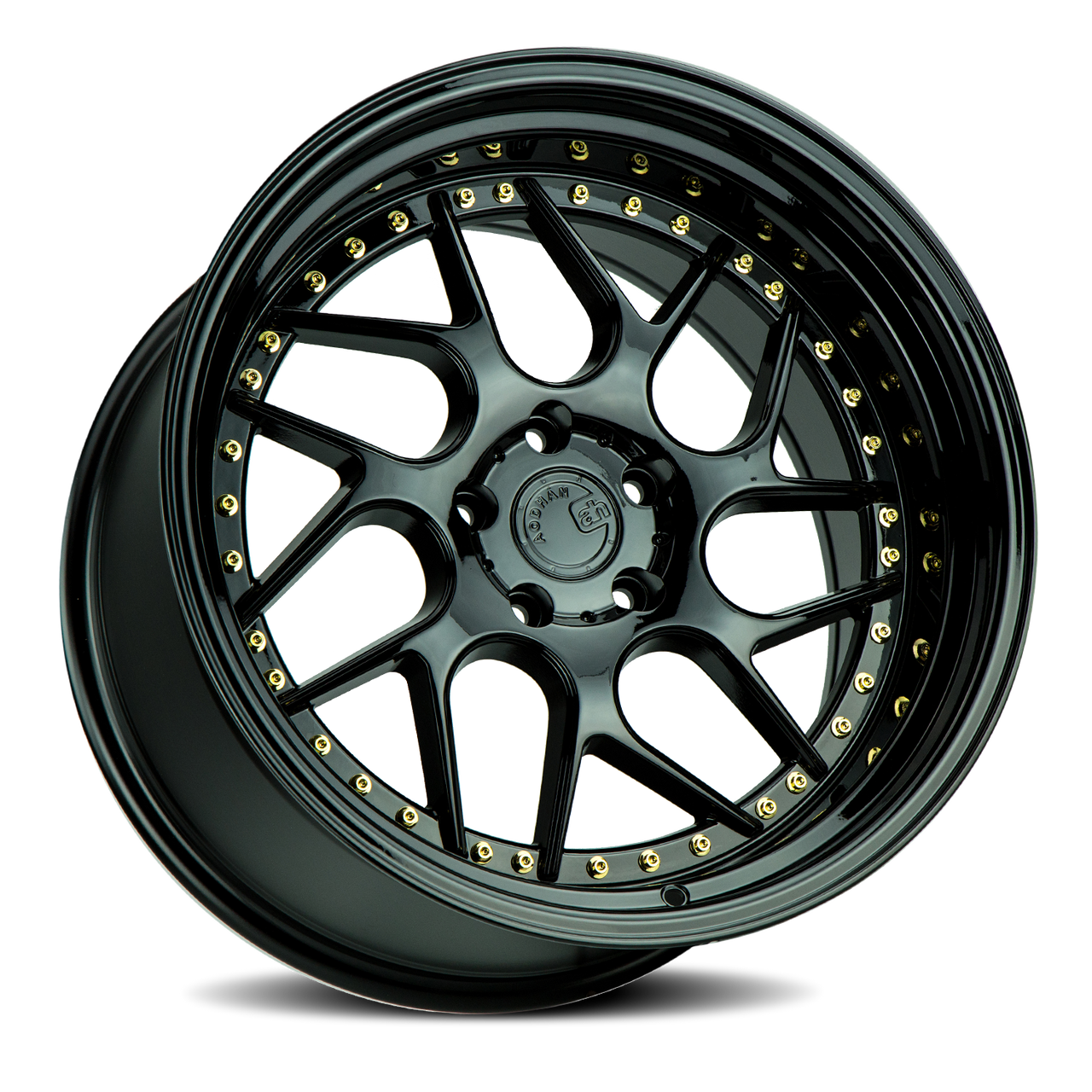 Aodhan Ds01 Wheels Rims 18x9.5 5x114.3 Gloss Black W/ Gold Rivets 30mm ...